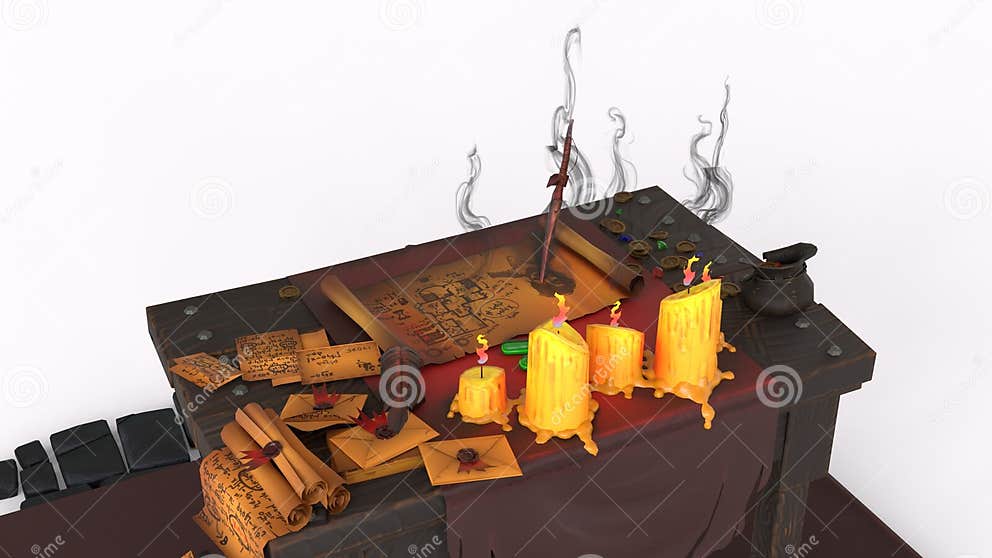 Black Magic Table with White Background Stock Illustration ...