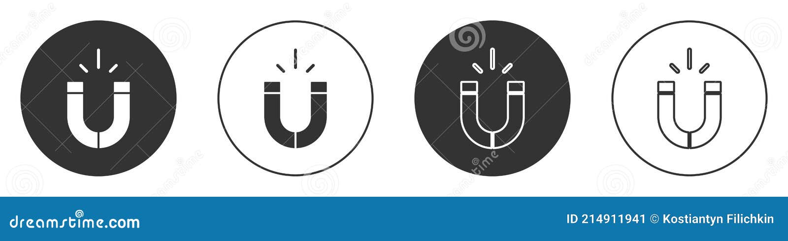 Black Magnet Icon Isolated on White Background. Horseshoe Magnet ...