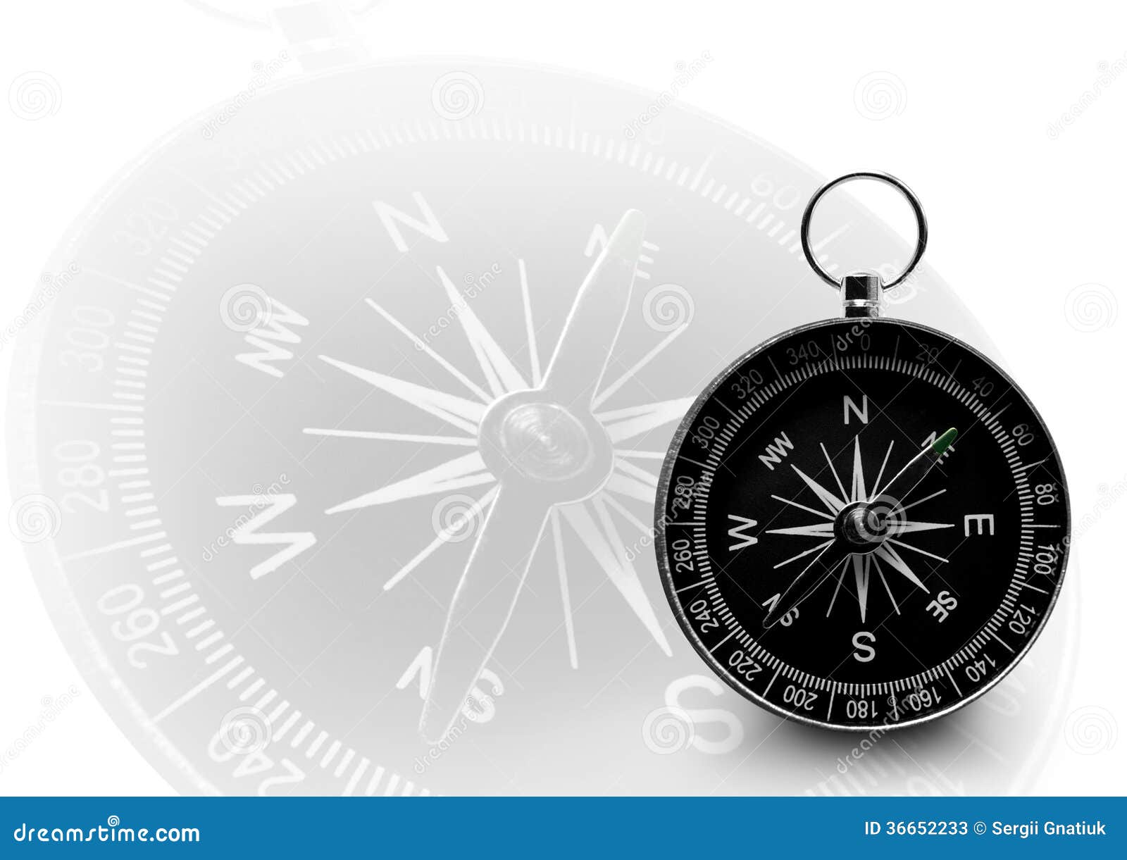 Black Magnetic Portable Compass on White Stock Illustration ...