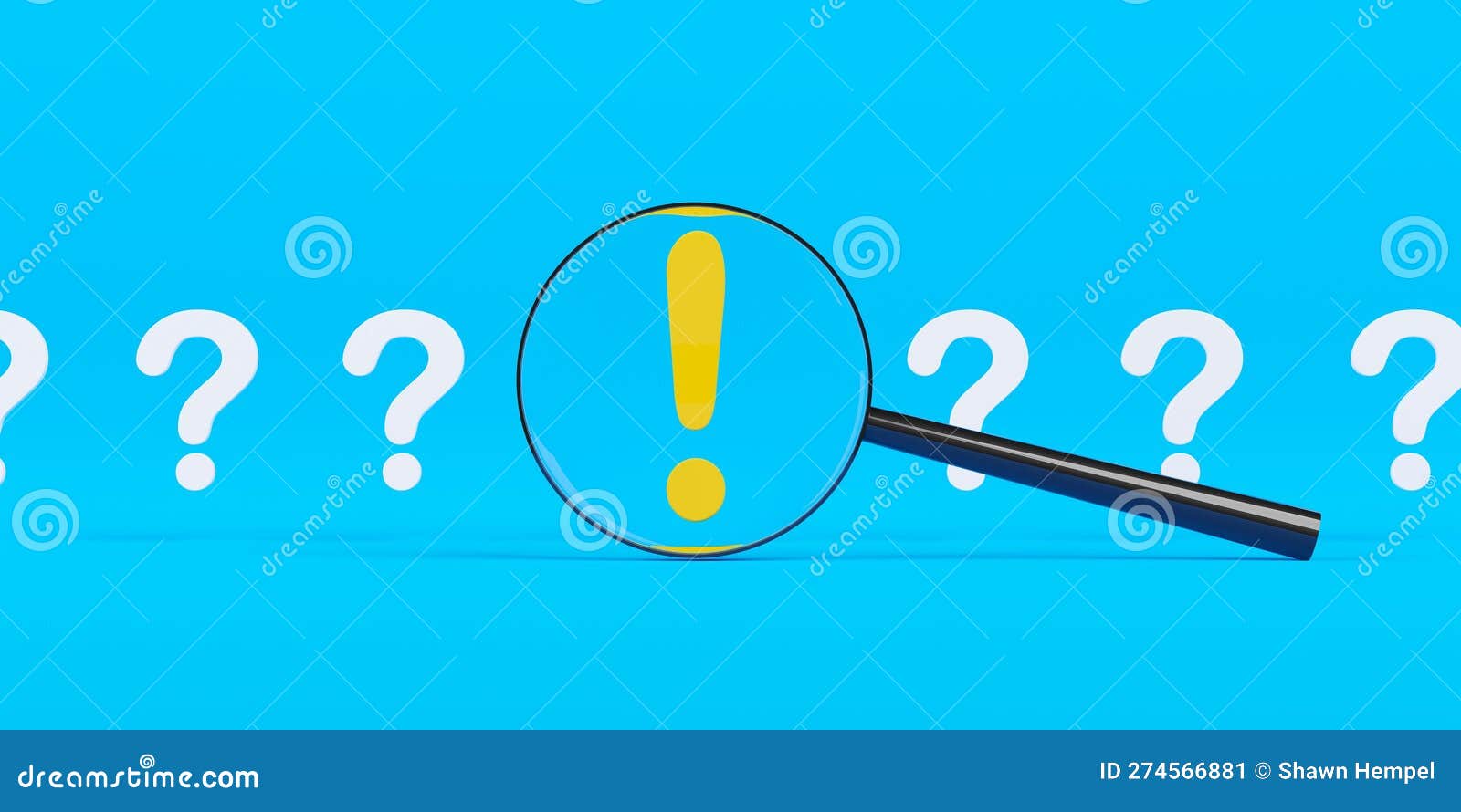 Black Magnifier or Magnifying Glass with Question Mark on Yellow ...