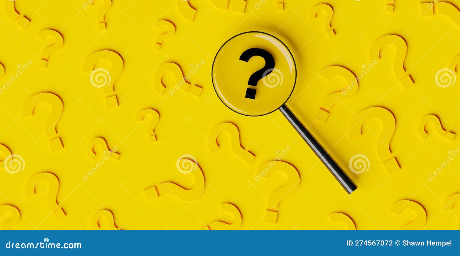 Black Magnifier Or Magnifying Glass With Question Mark On Yellow ...