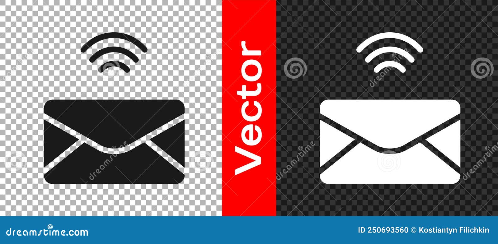 Black Mail and E-mail Icon Isolated on Transparent Background. Envelope ...
