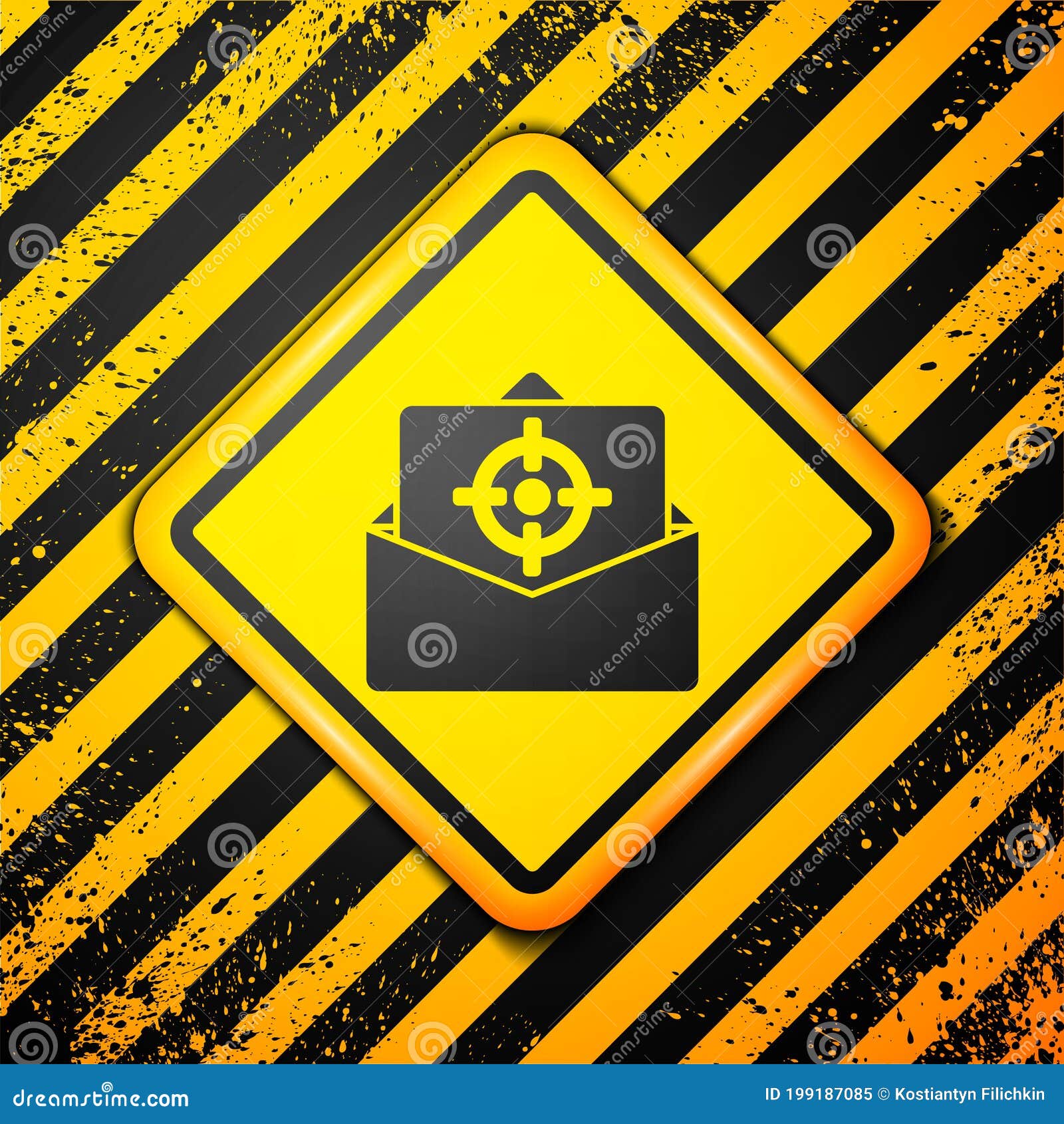 Black Mail and E-mail Icon Isolated on Yellow Background. Envelope ...