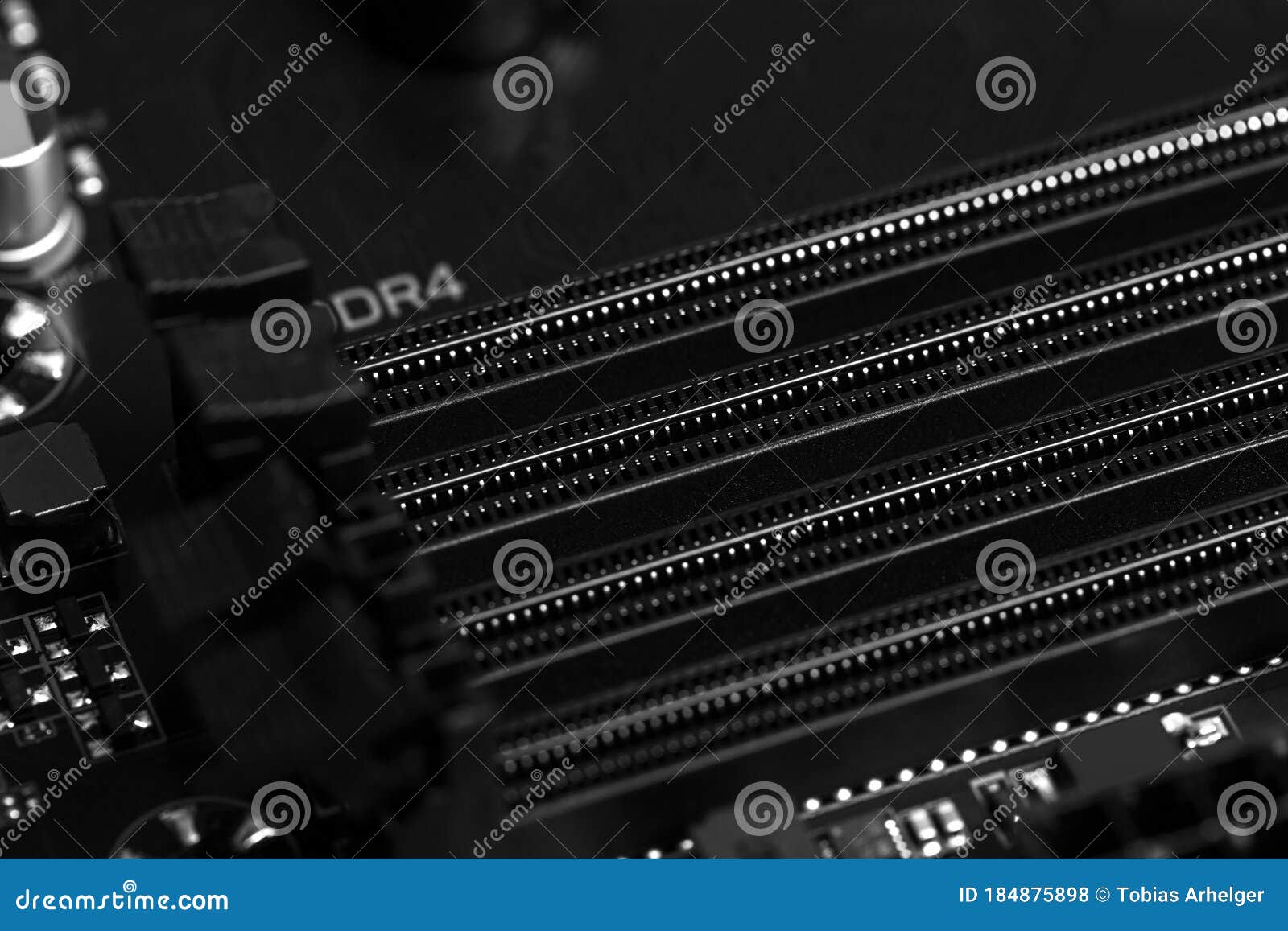 Black mainboard ddr4 slots stock photo. Image of modern - 184875898