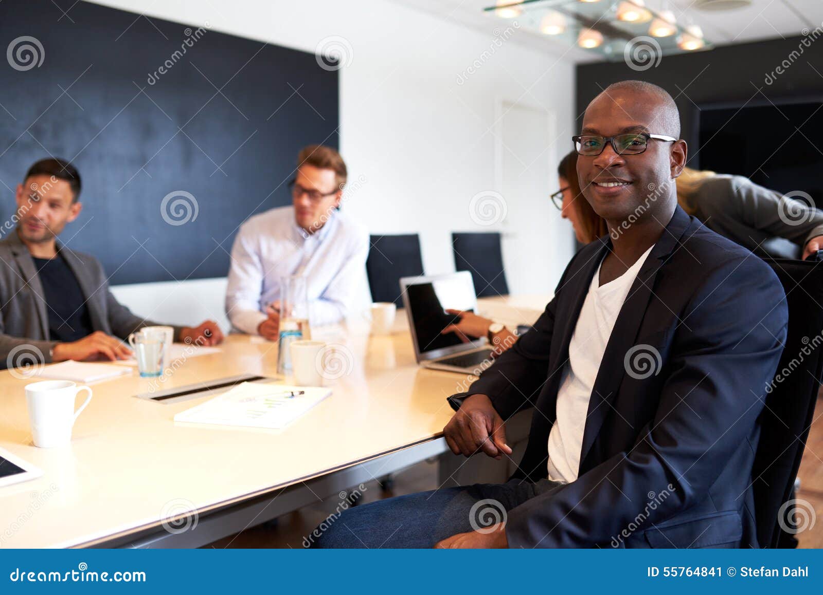 Black Male Executive Facing Camera during Meeting Stock Image - Image ...