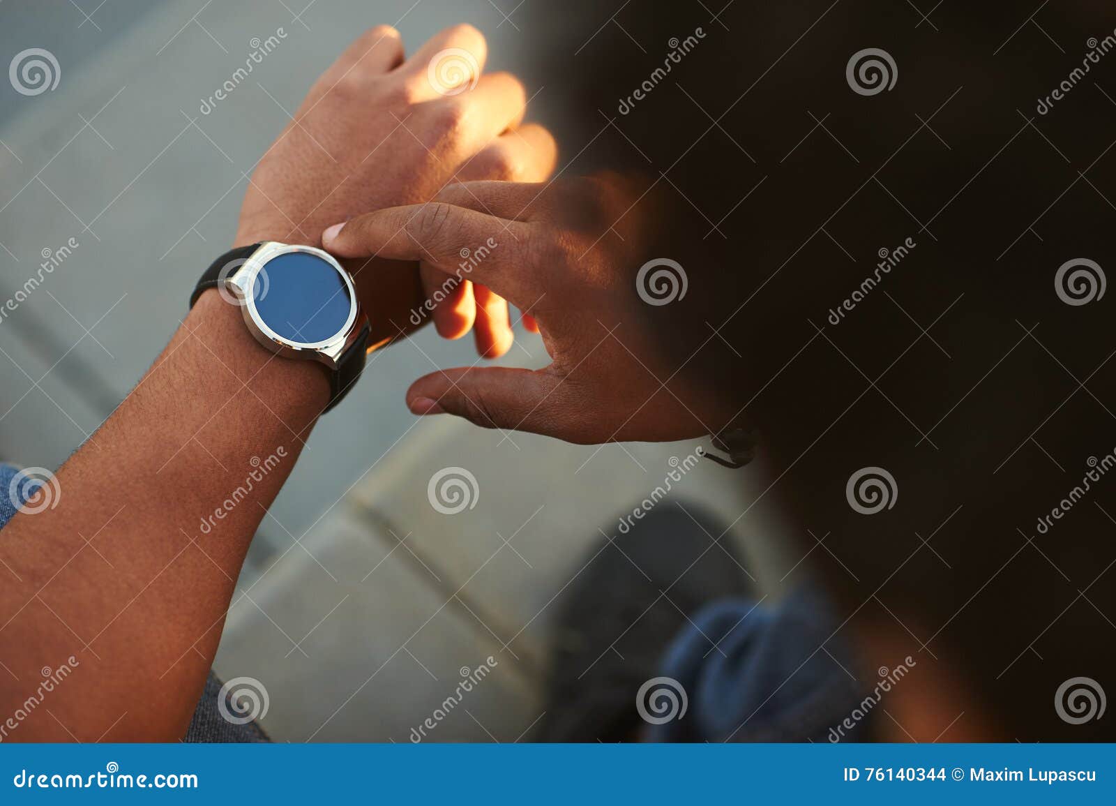 Black Male Hand with Smart Watch on Wrist Stock Photo - Image of finger ...