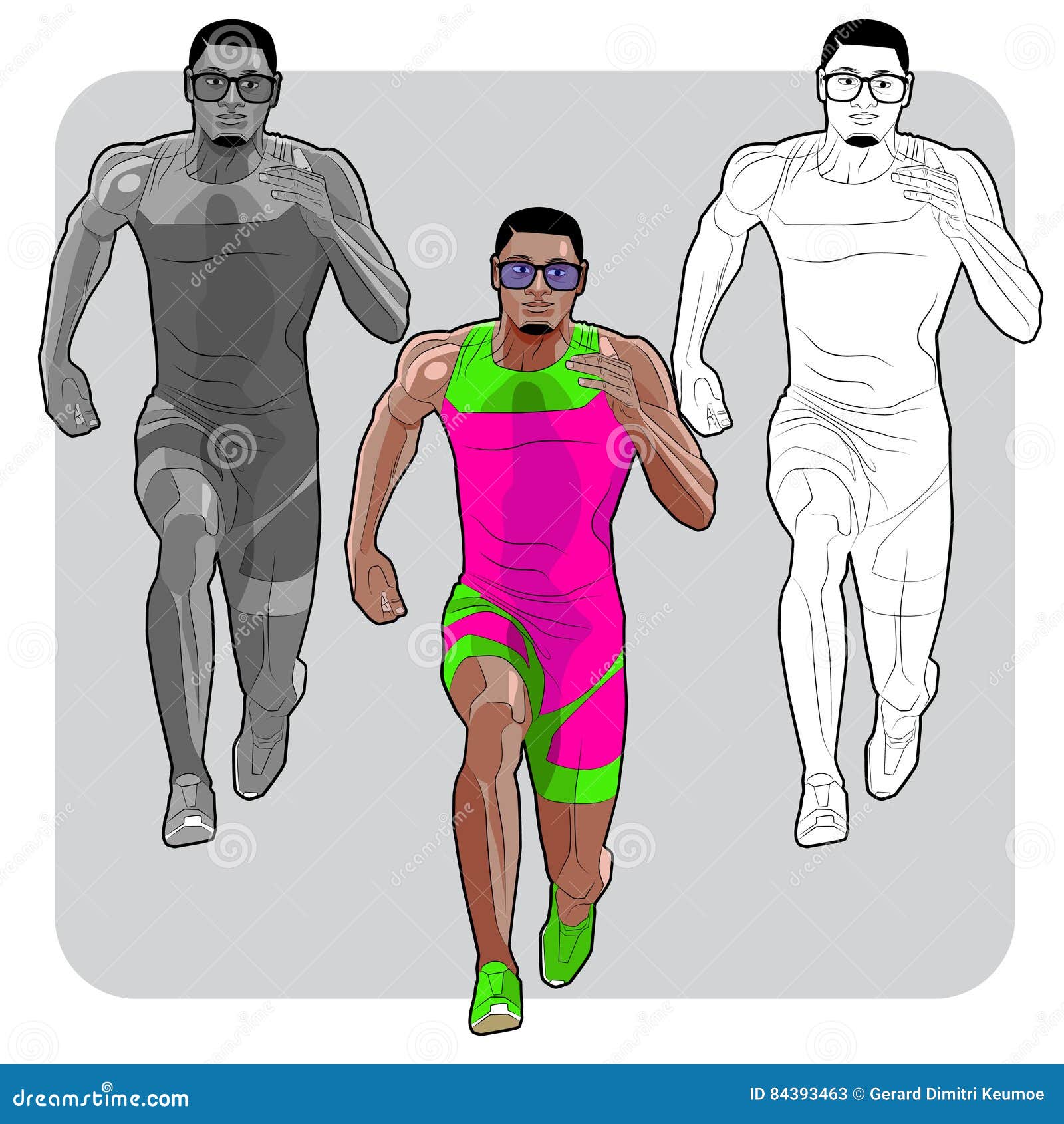 Black male sprinter stock vector. Illustration of fitness - 84393463