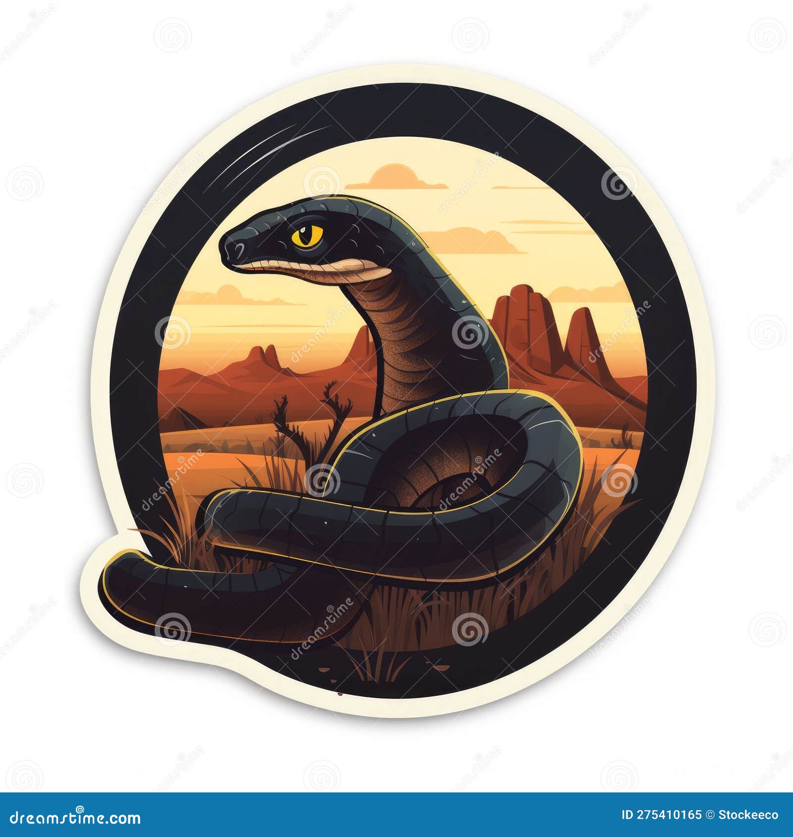 Black Mamba Sticker in Flat Design on Desert Background Stock ...