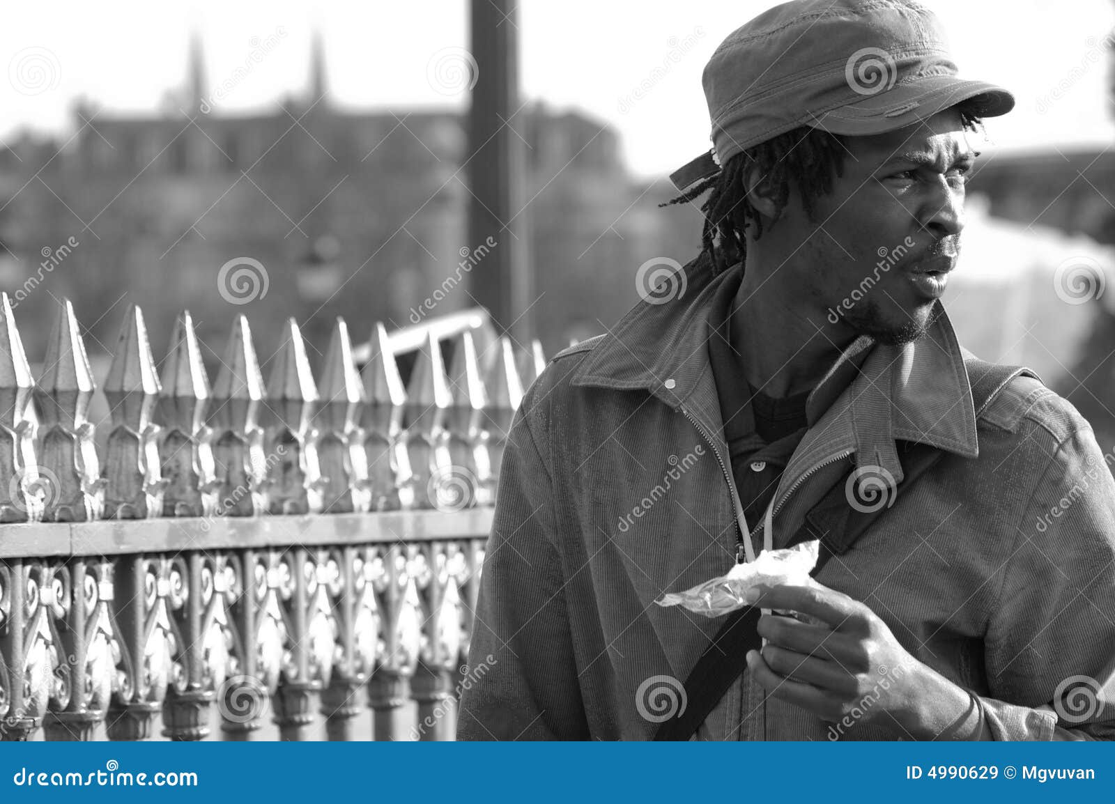 Black man and a barrier bw stock image. Image of sharp - 4990629