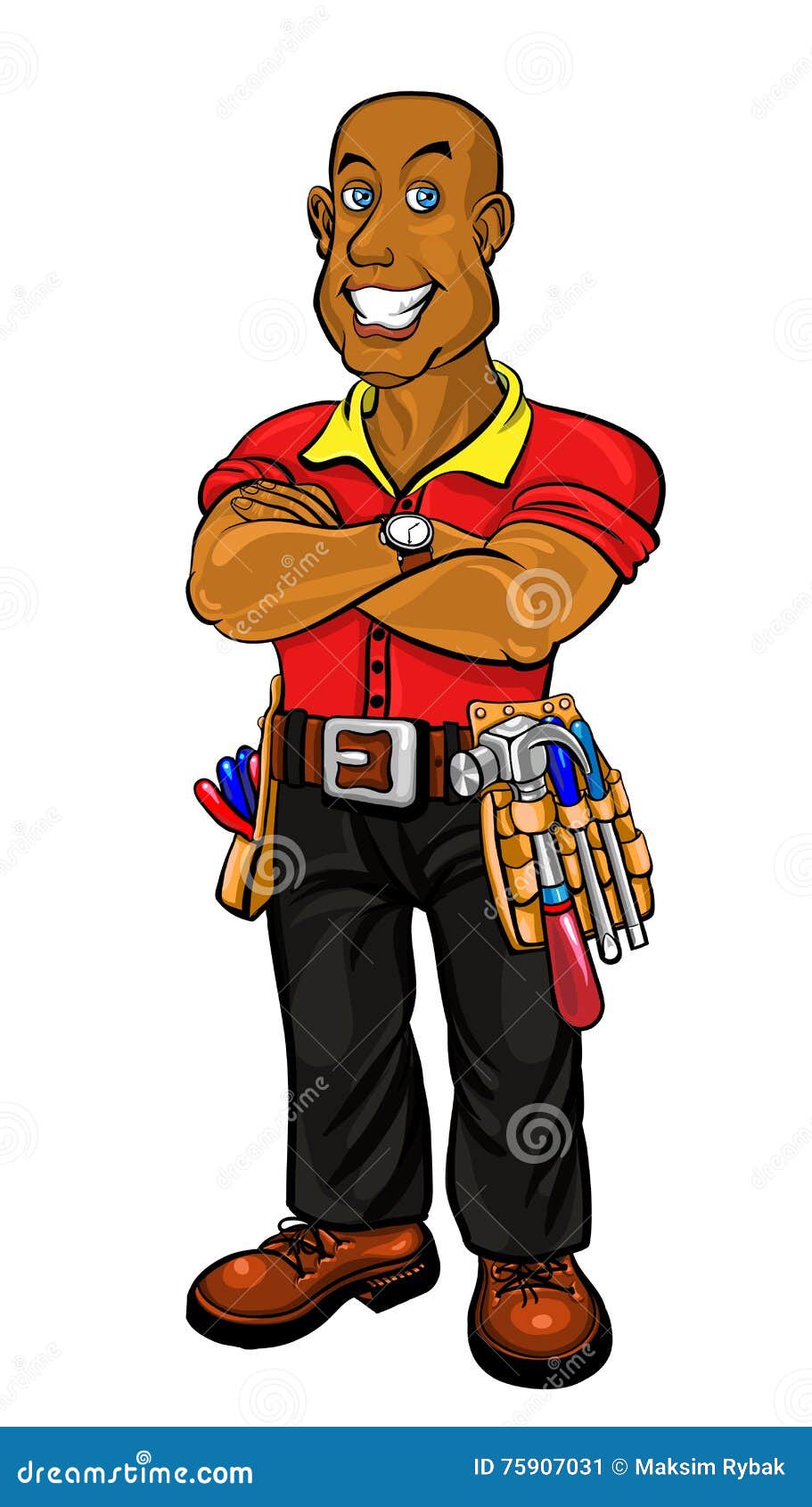 Black man builder stock vector. Illustration of denim - 75907031