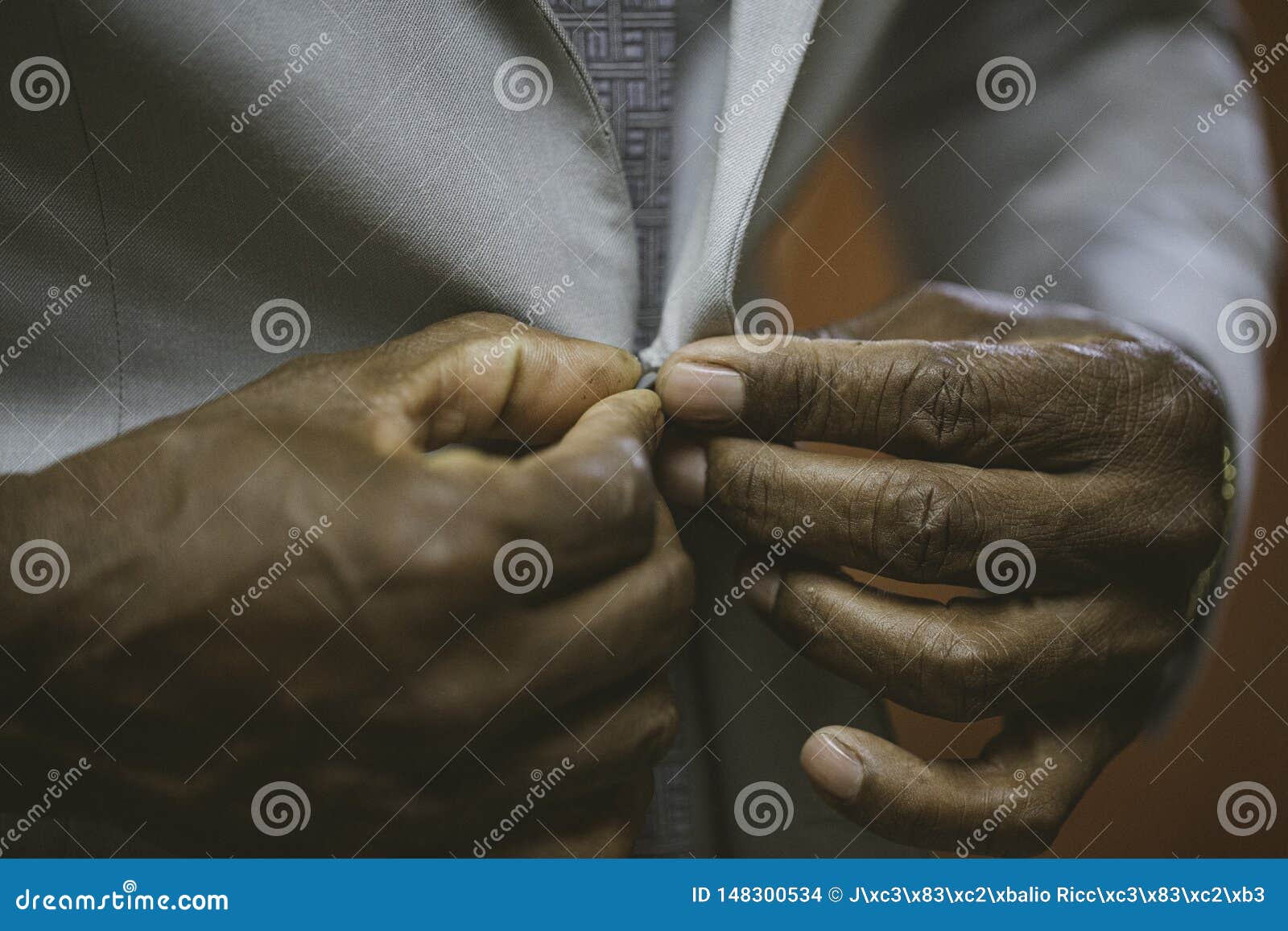 Black Man Buttoning Suit for Wedding Stock Photo - Image of correct ...