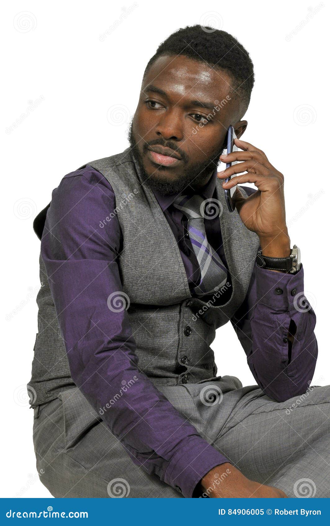 Black Man on a Cell Phone stock image. Image of african - 84906005