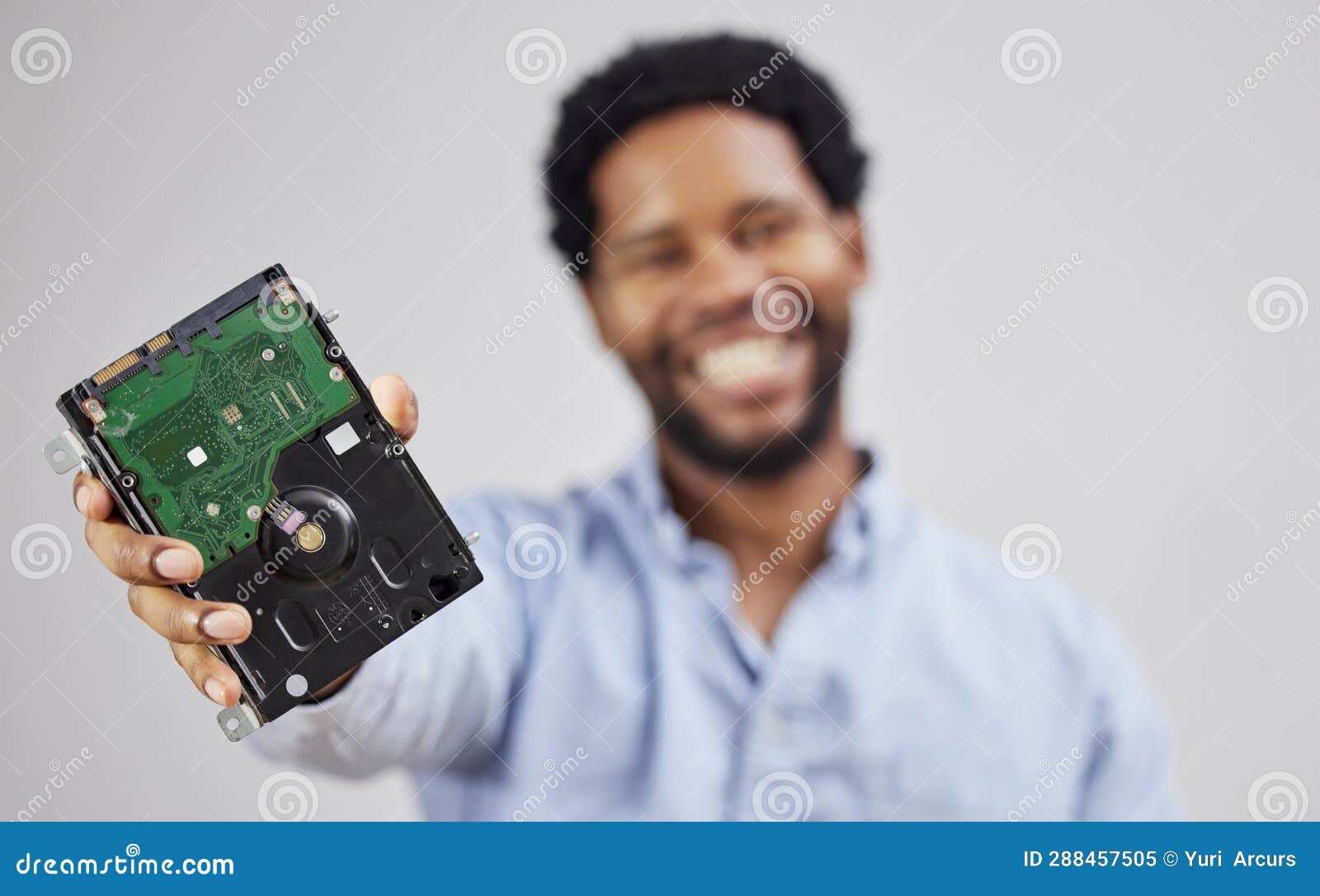 Black Man, Circuit Board in Hand and Computer Hardware, Technician with ...