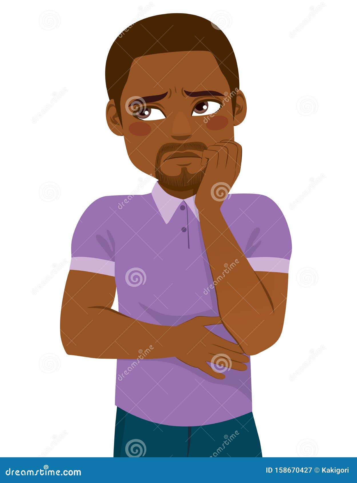 Black Man Concerned Face Expression Stock Vector - Illustration of ...