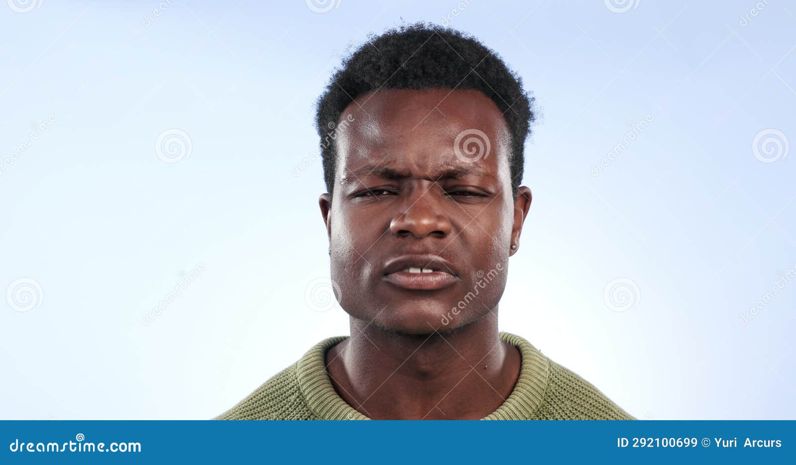 Black Man, Confused and Angry Face Closeup with Doubt, Problem Solving ...