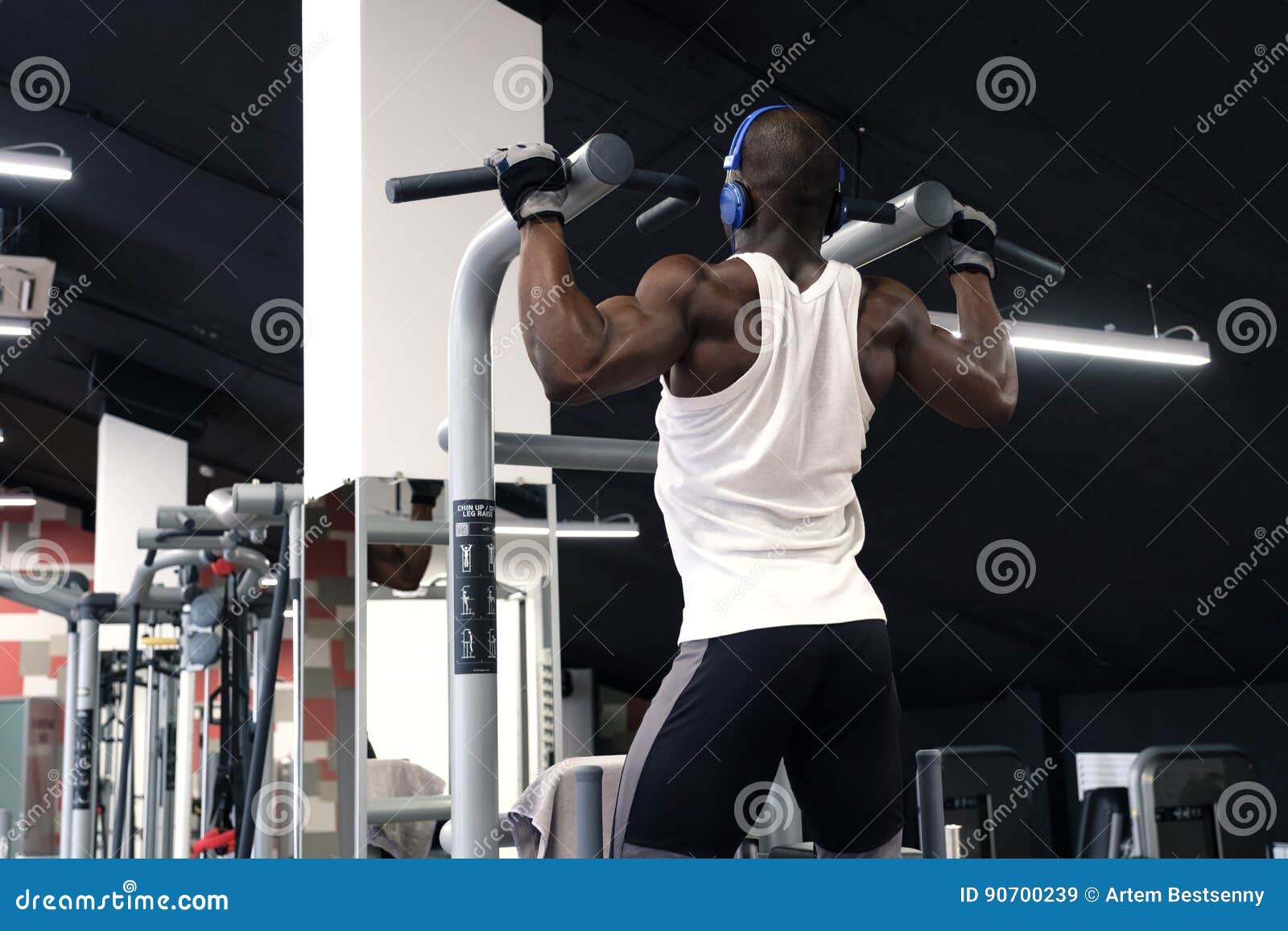 Black Man Doing Exercises Pull Ups Stock Image - Image of people ...