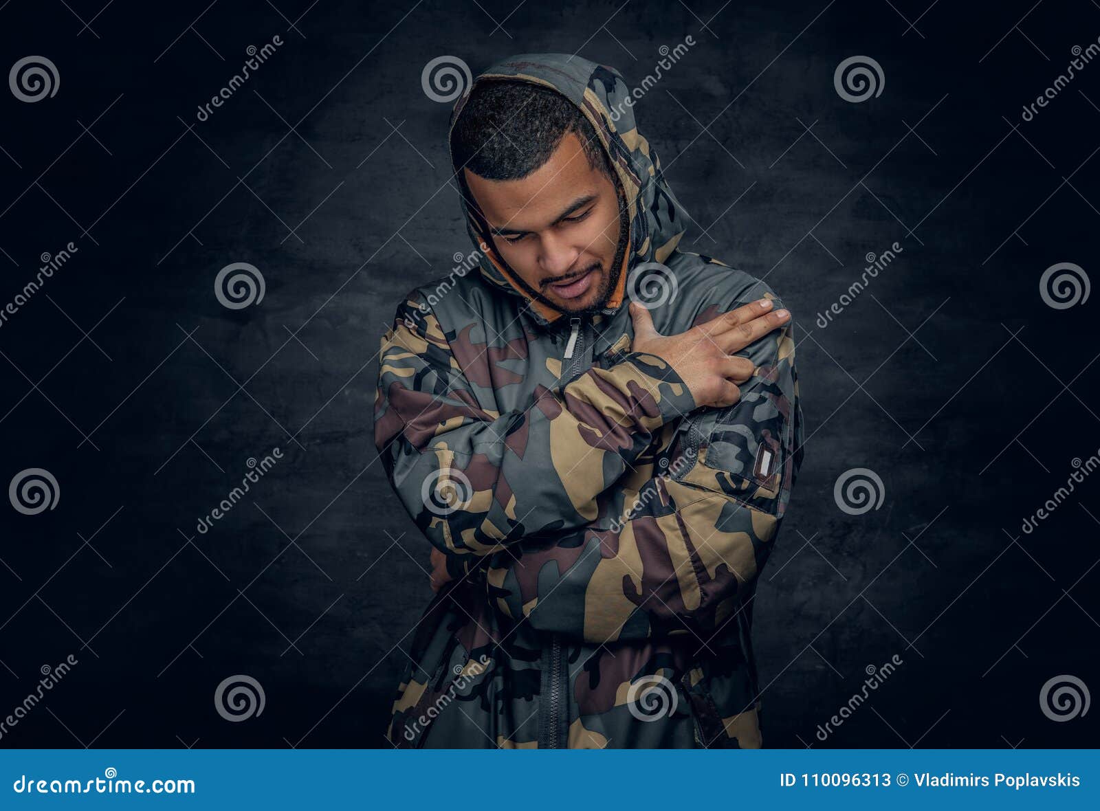 Black Man Dressed in Military Jacket. Stock Image - Image of danger ...