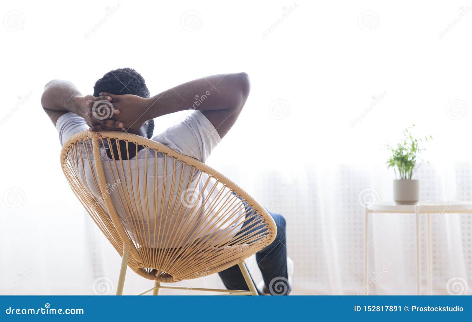 Black Man Enjoying Weekend at Home, Relaxing at Window Stock Image ...