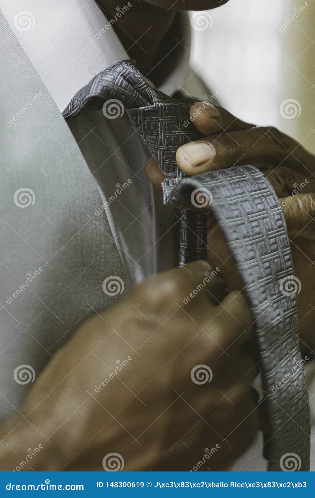Black Man Fixing Tie for Wedding Stock Image - Image of black, dressing ...