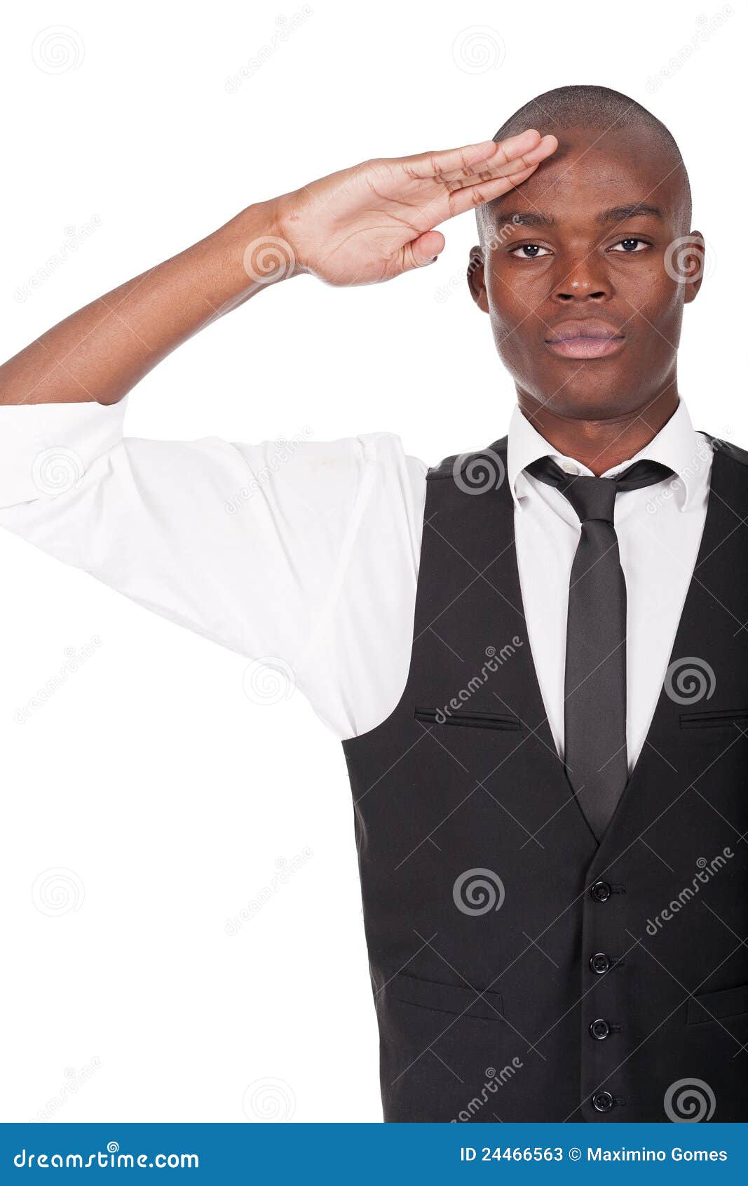 Black man gives salute stock image. Image of army, manager - 24466563