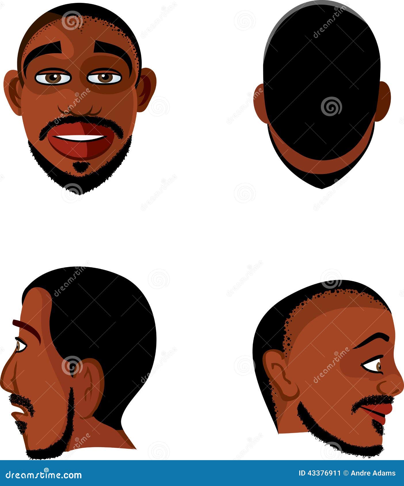 Black Man Head Views Stock Illustration - Image: 43376911