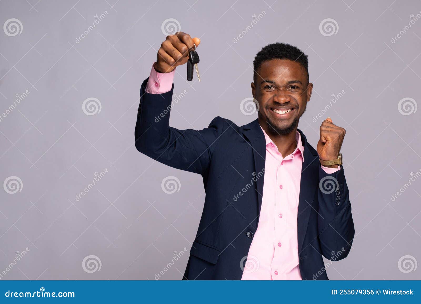 Man Holding a Car Key Jubilating Stock Photo - Image of adult, person ...