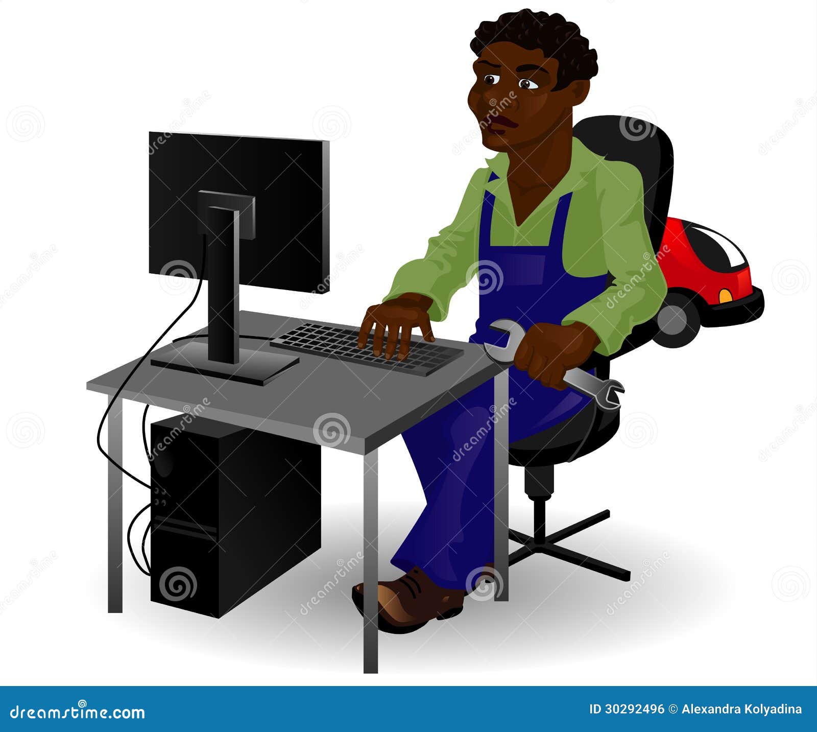 3d Mechanic Sitting On Top Of Question Mark Royalty-Free Illustration ...