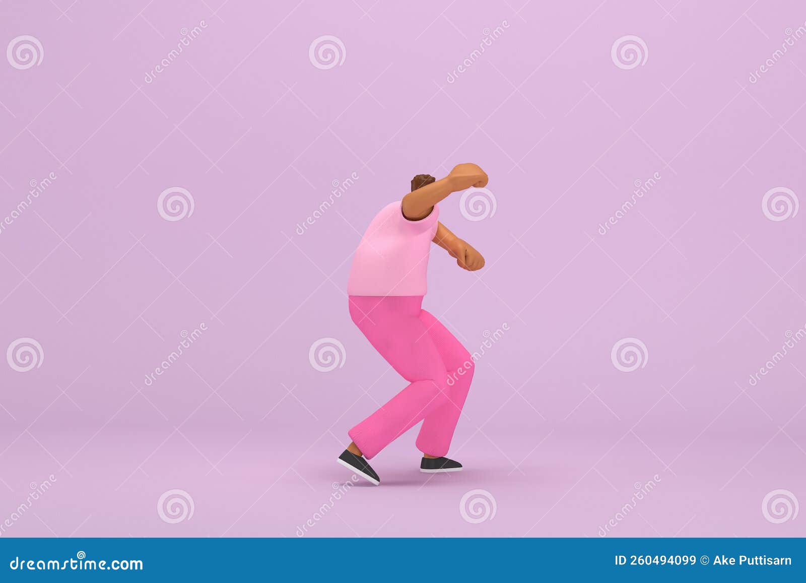 The Black Man with Pink Clothes. he is Doing Exercise Stock ...