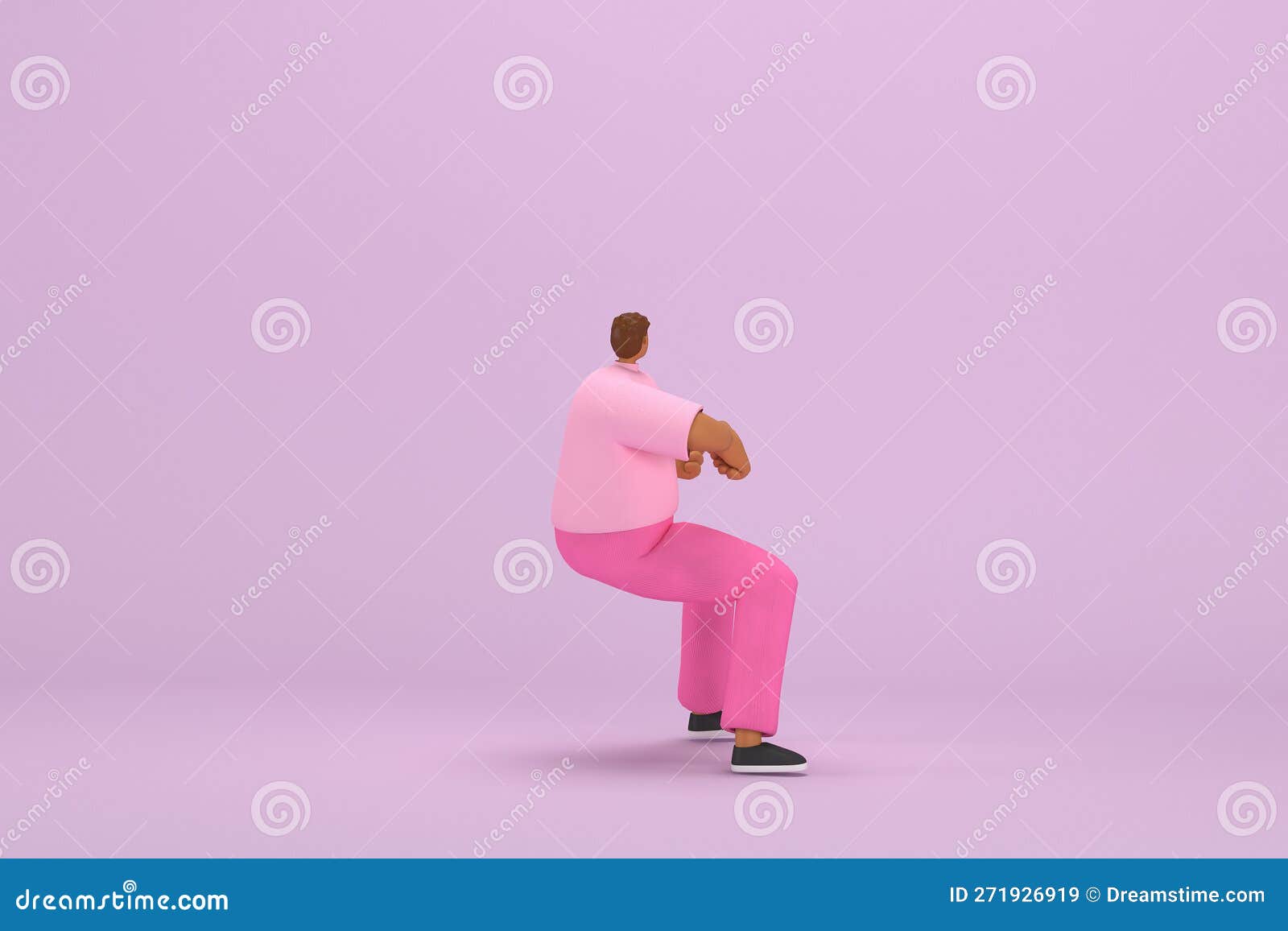 The Black Man with Pink Clothes. he is Pulling or Pushing Something ...