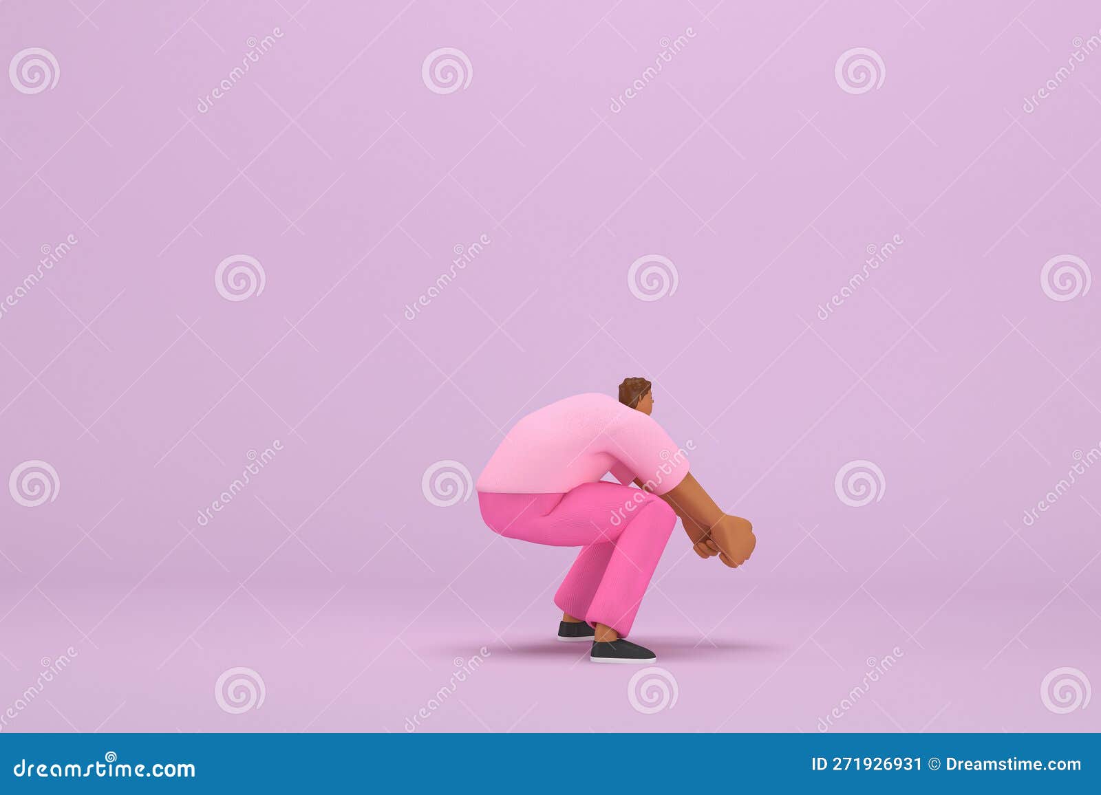 The Black Man with Pink Clothes. he is Pulling or Pushing Something ...