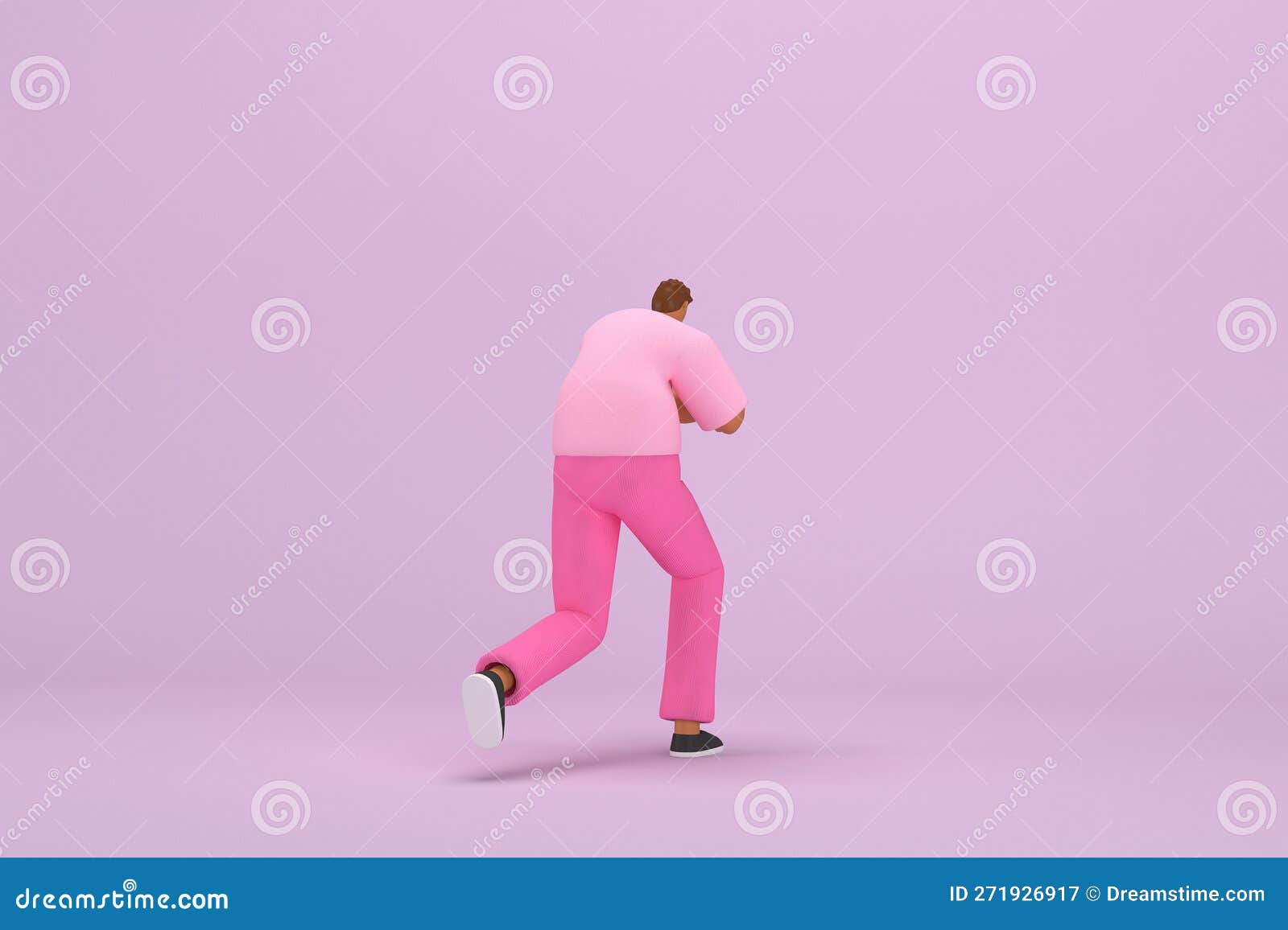 The Black Man with Pink Clothes. he is Pulling or Pushing Something ...