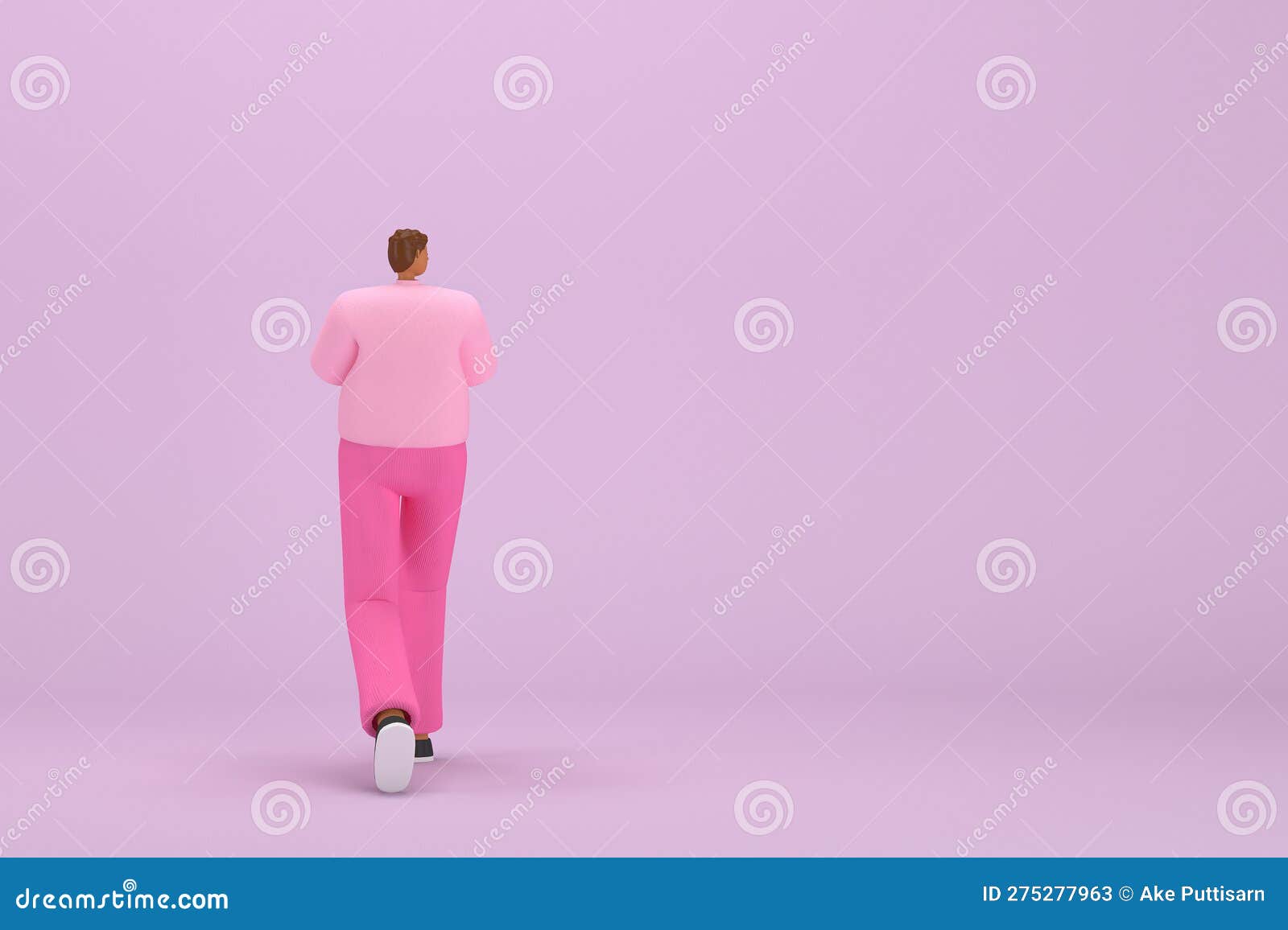 The Black Man with Pink Clothes. he is Pulling or Pushing Something ...