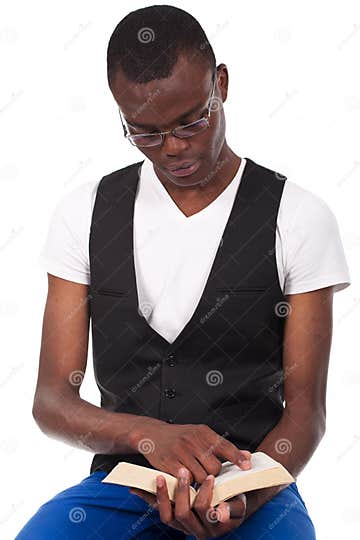 Black man reading a book stock image. Image of isolated - 20450271