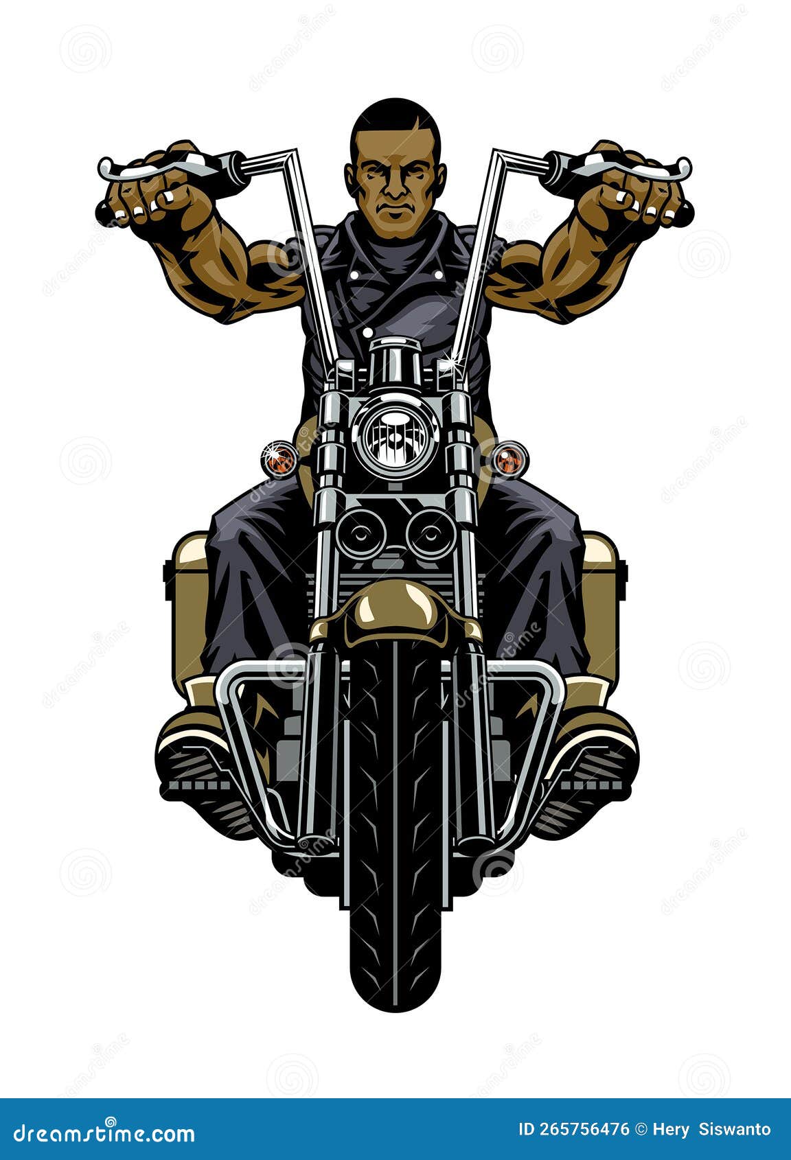 Man Riding Vintage Custom Motorcycle Cartoon Vector | CartoonDealer.com ...