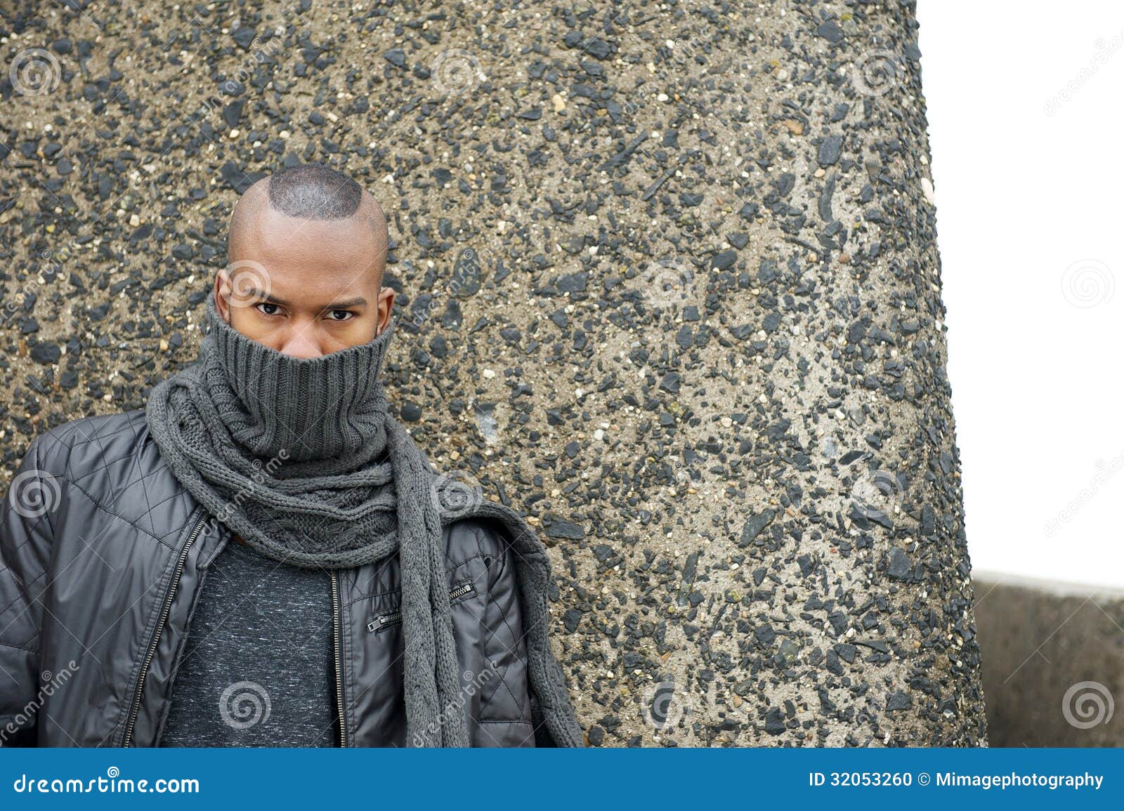 Black Man with Scarf Covering Face Outdoors Stock Photo - Image of ...