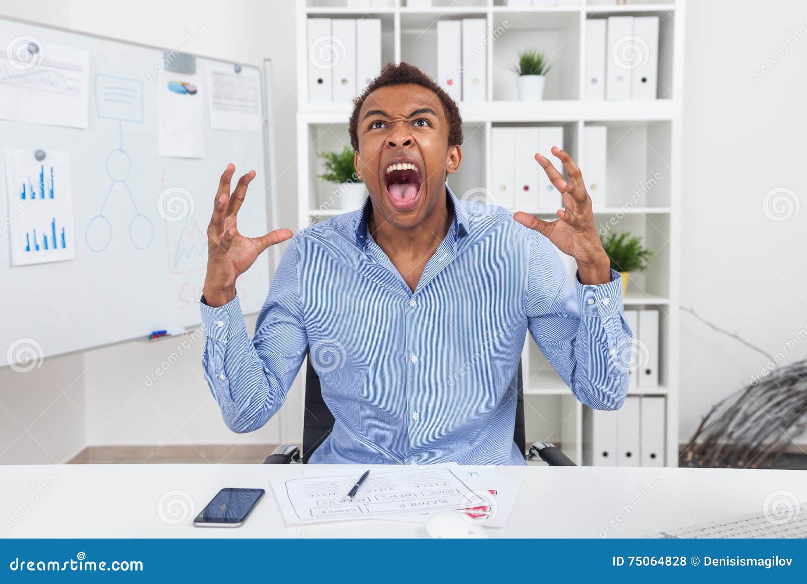 Black man shouting stock photo. Image of model, built - 75064828