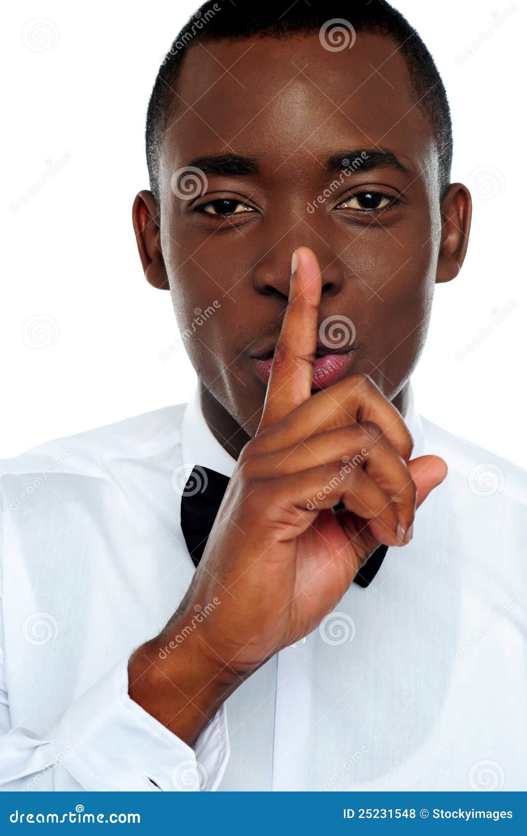 Black Man Showing Silence Gesture Stock Photo - Image of instruction ...