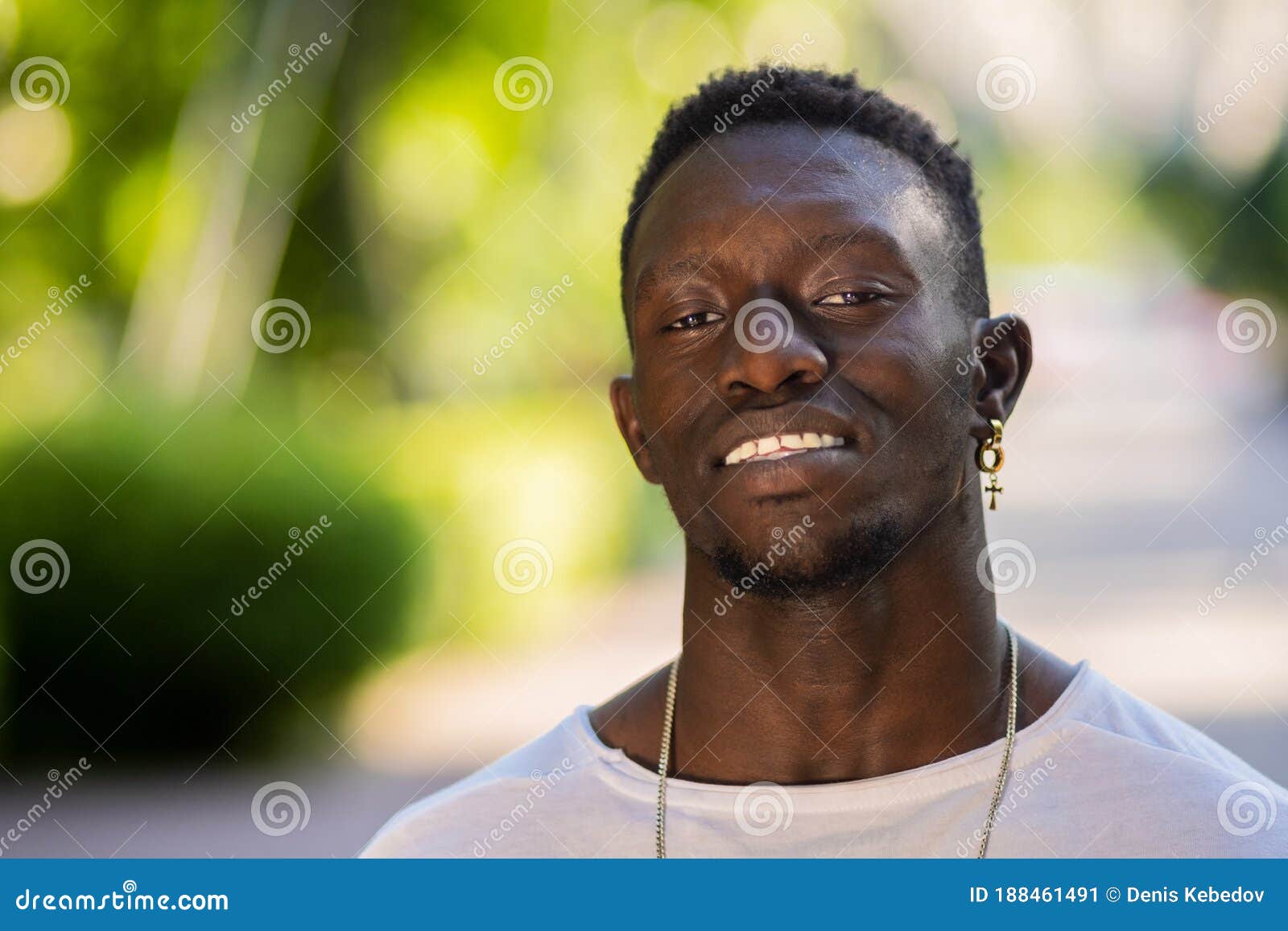 The Black Man Stares Straight Ahead. Portrait Stock Image - Image of ...