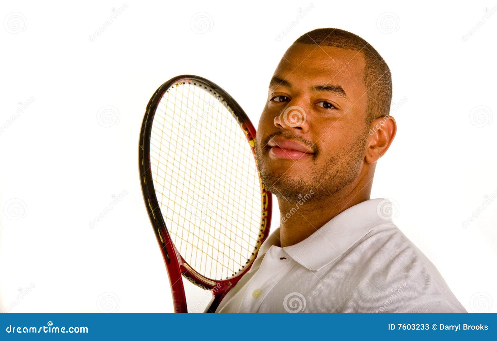 Black Man with Tennsi Racket by Head Stock Image - Image of handsome ...