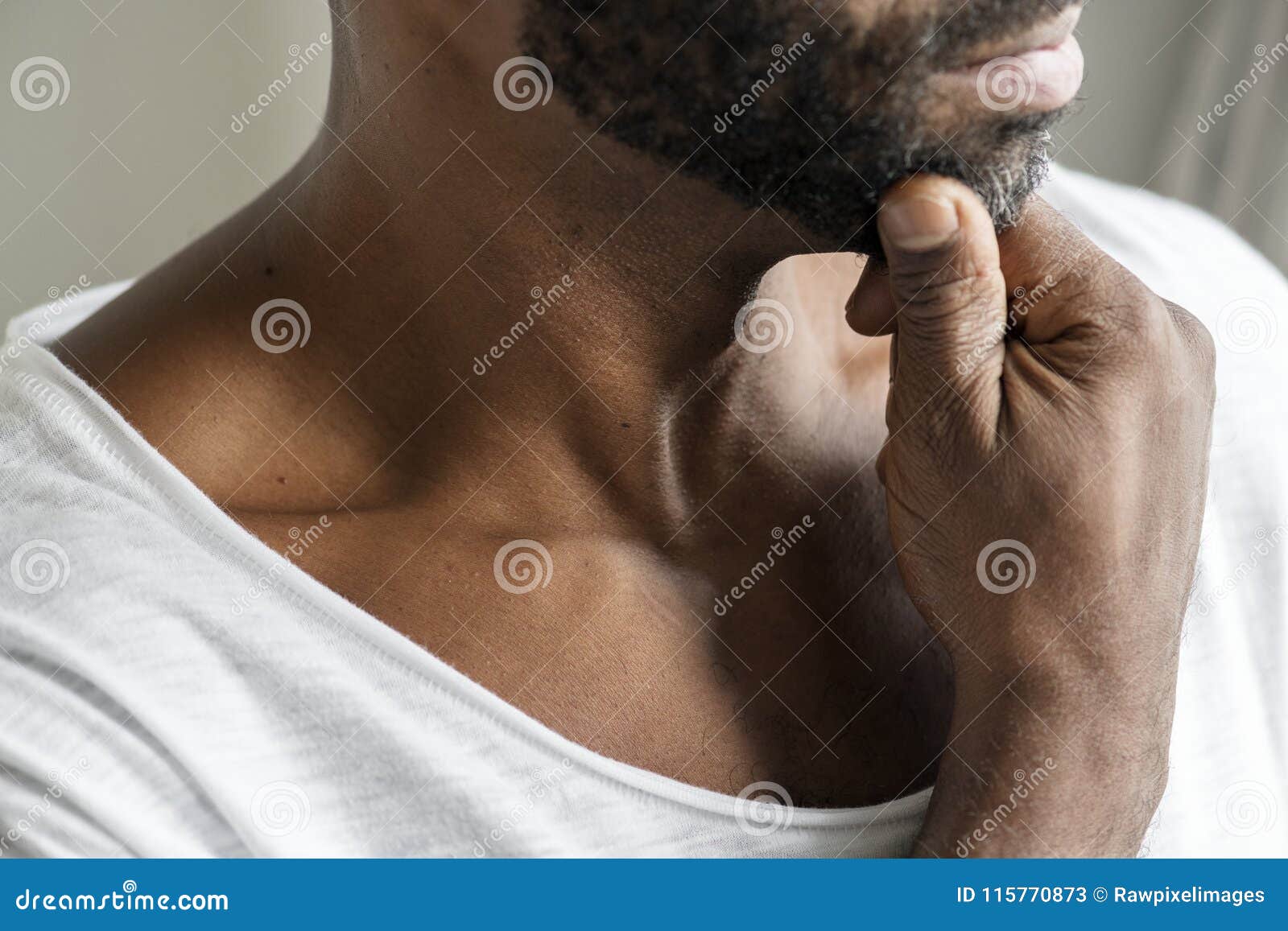Black Man Thinking and Contemplating Concept Stock Image - Image of ...