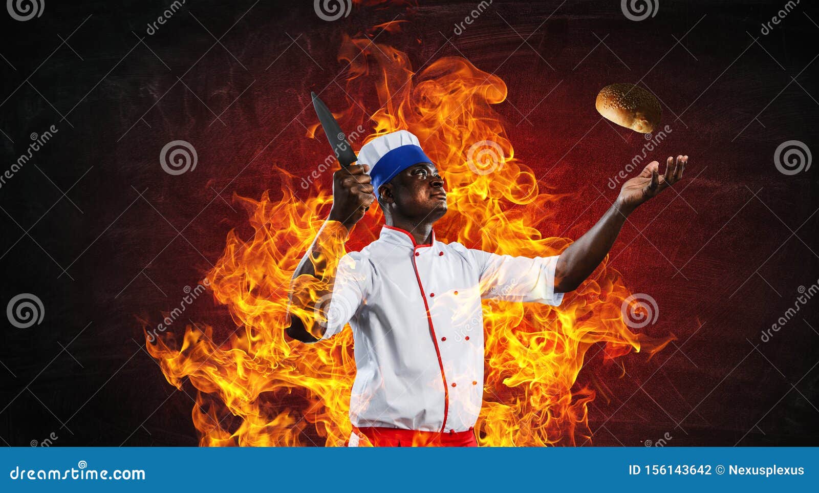 Black Chef Creative Cooking. Mixed Media. Stock Photo - Image of hand ...