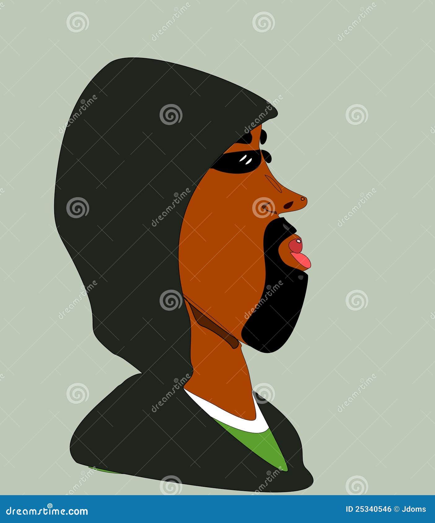 Black man wearing hood stock vector. Illustration of color - 25340546