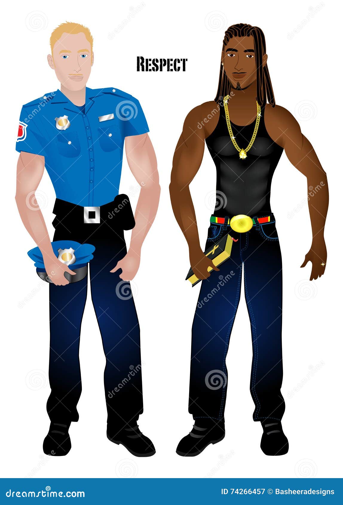 Black Man White Cop stock vector. Illustration of american - 74266457