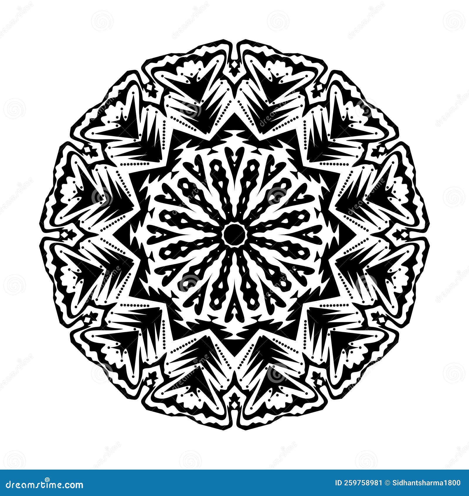 Black Mandala Vector on White Background Illustrations Stock ...