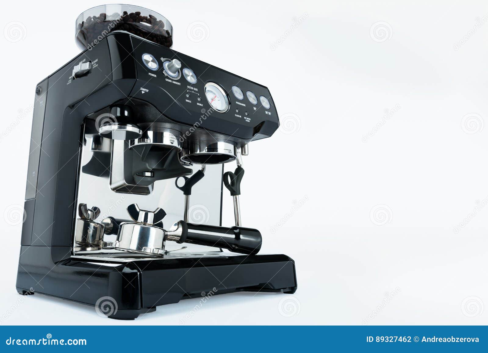 Black Manual Coffee Maker with Grinder on a White Background, Side View ...