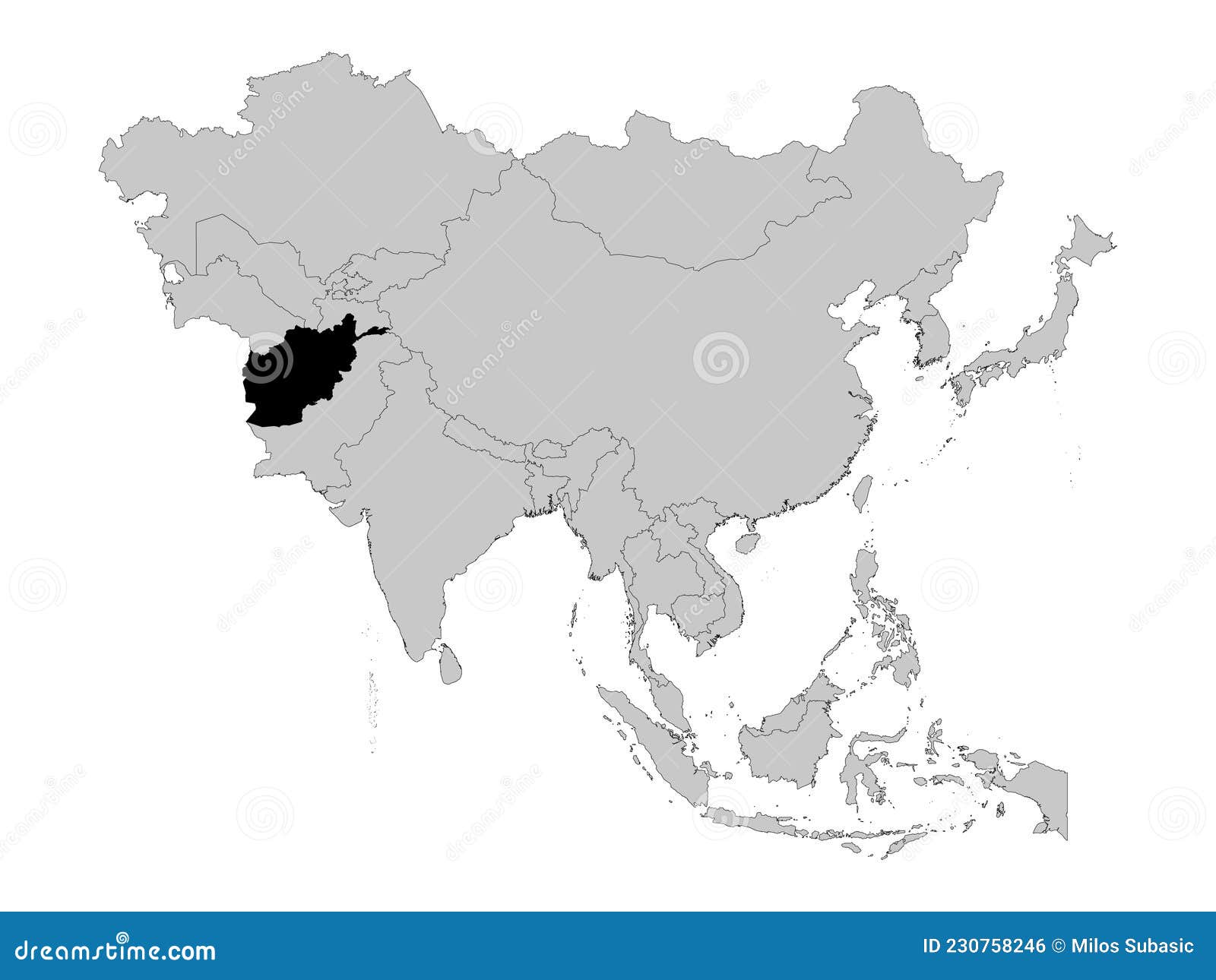 afghanistan on a map of asia