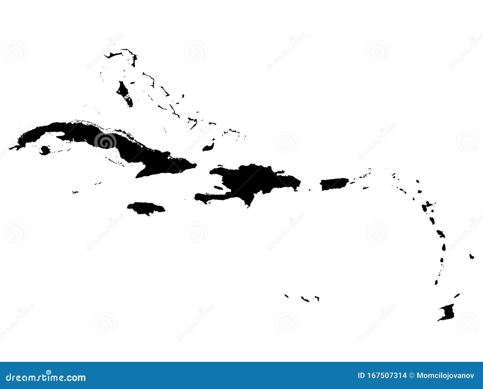 Black map of Caribbean stock vector. Illustration of austria - 167507314