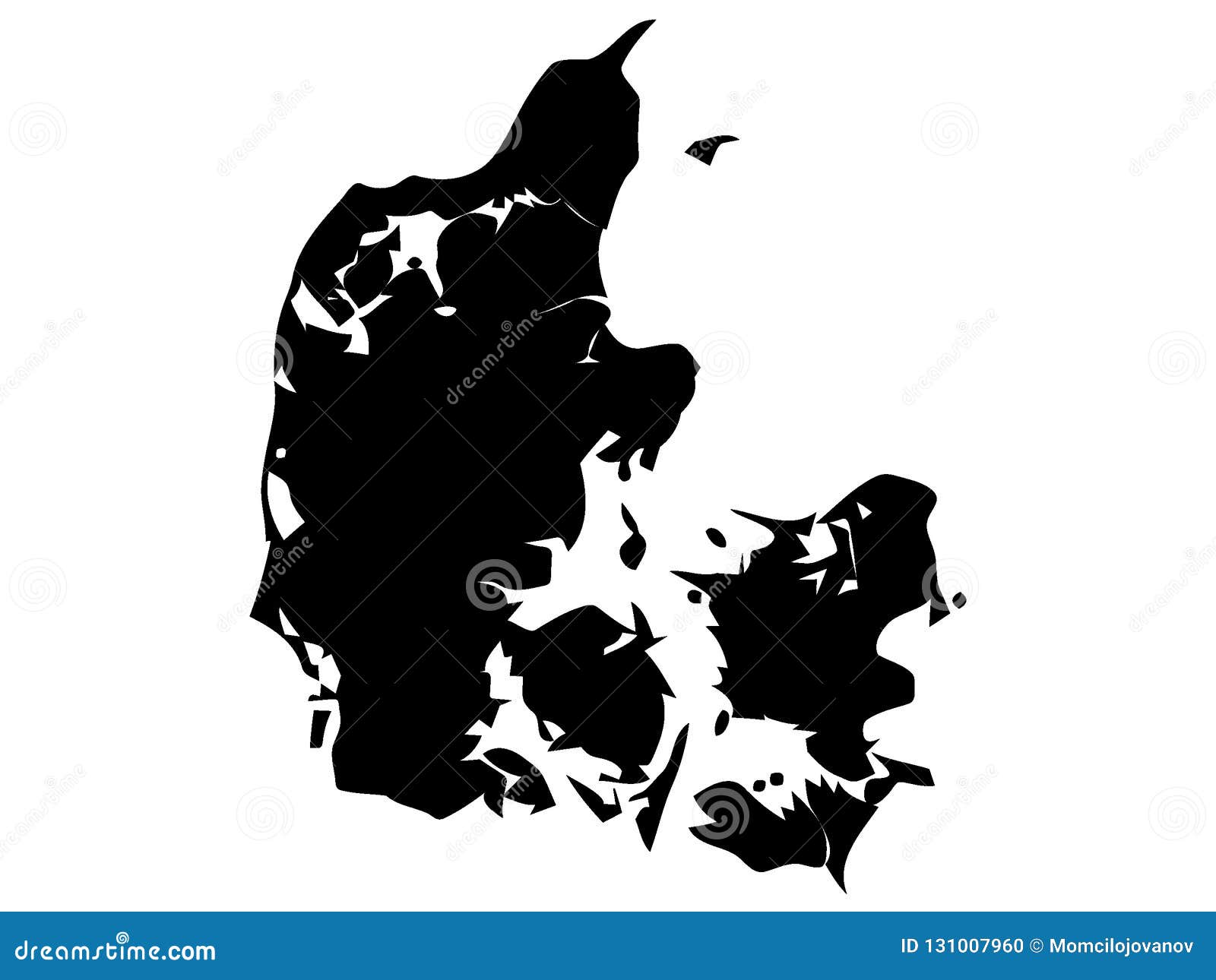Black Map of Denmark stock vector. Illustration of belgium - 131007960