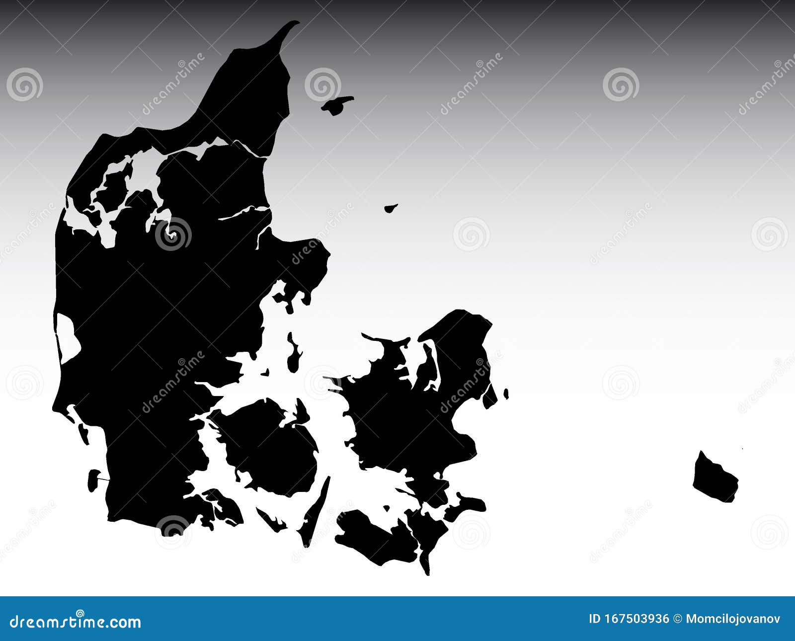 Black Map of Denmark on White Background Stock Vector - Illustration of ...