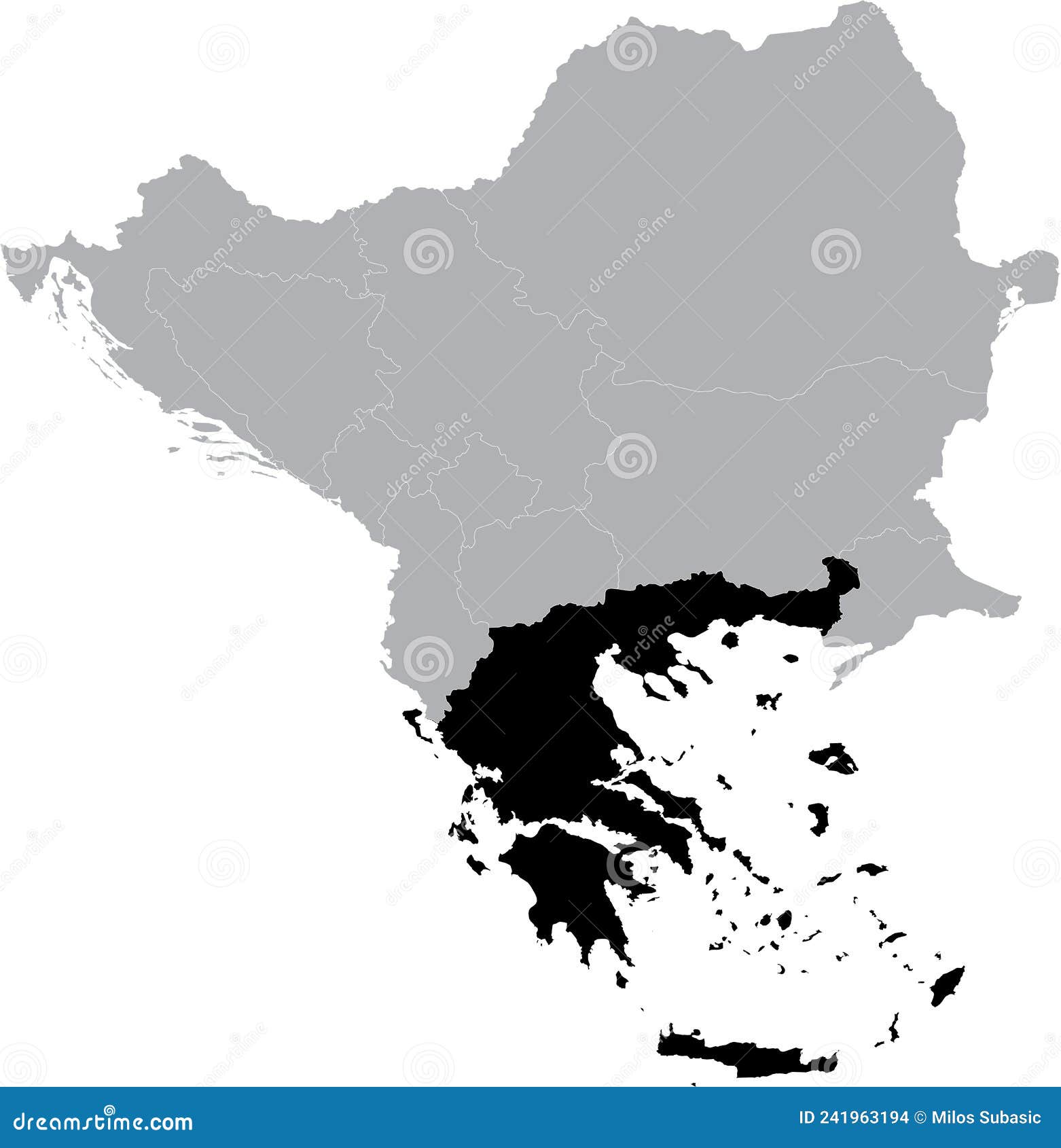 Greece Peninsula Chalkidiki Map Silhouette Vector Isolated On White ...